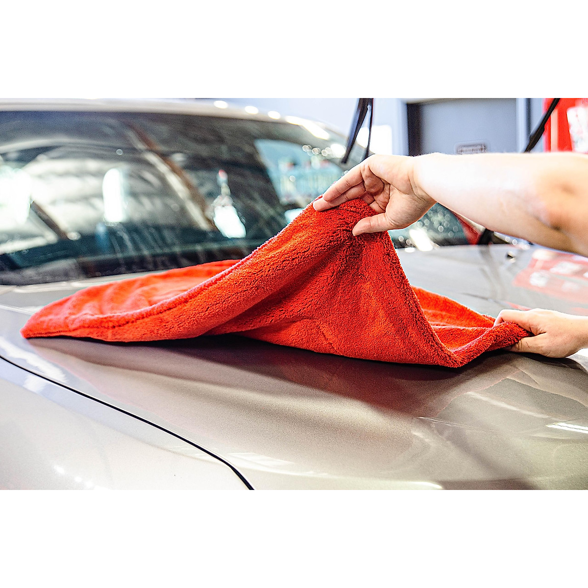 Maxshine 1000GSM Crazy Microfiber Drying Towel Series – Large Red 19.69 x 27.56 inches, Efficient Car Washing and Drying, Long Service Life