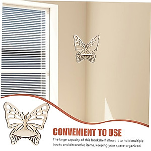 Ciieeo Wooden Butterfly Floating Shelf Ledge Delicate Books Display Rack Hanging fine Bookshelf Bohemia Books Display Wall Shelf Stand Pendant Crystal Stone Accessories