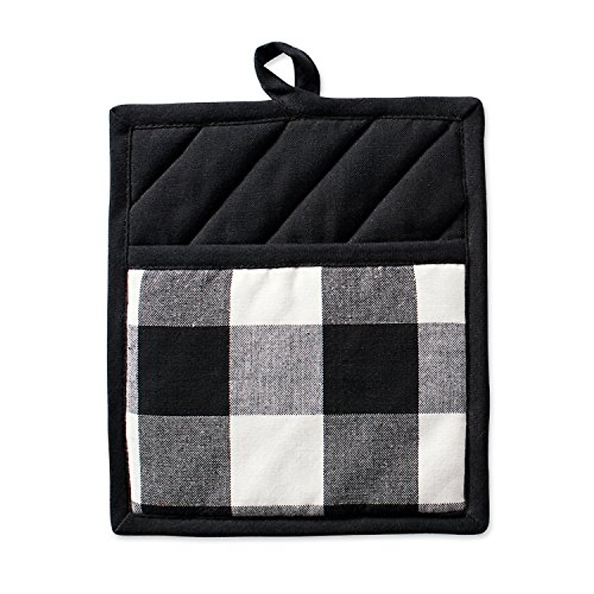 DII Buffalo Check Kitchen Collection, Classic Farmhouse Kitchen Set, Potholder, Black & White, 2 Piece