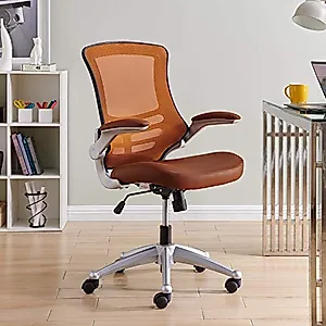 Modway Attainment Mesh Vinyl Modern Office Chair in Tan
