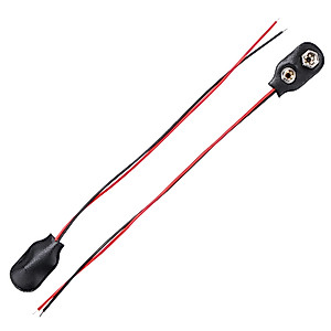 Teqooza 9V-Battery Clip Connector, 9 Volt Long Cable Connection Soft Shell I Type Black, Pack of 10