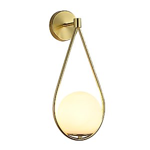 Zompoo Industrial Gold Wall Lamp with Globe Round Ball Design, Basket Type Base Farmhouse Rustic Wall Sconce, Vintage Hanging Wall Light Decoration for Indoor Living Room Restaurant Bedroom
