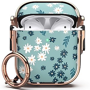 TATOFY for AirPod 2 case, AirPod case with Lock, AirPods 1st & 2nd Case for Women Men (Cyan)