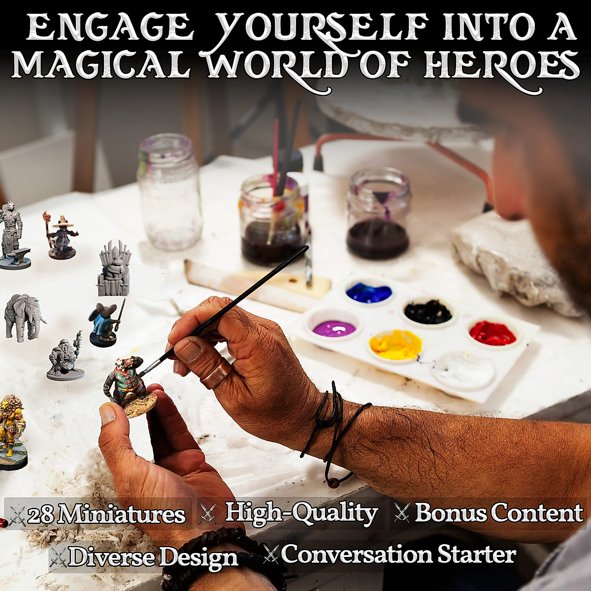 Wildspire Heroes, NPC Animal Companions & Troll King for DND Miniatures Bulk 28mm-32mm DND Minis Dungeons and Dragons Miniatures D&D Miniatures Fantasy Figures Unpainted Pathfinder Miniatures