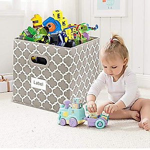 homyfort 11 Inch Cube Storage Organizer Bins-Foldable Fabric Storage Cubes Bin Container Box with 2 Plastic Handles for Boys,Girls,Nusery,Clothes,Pantry Closet,Shelf,Kids Room Set of 6 (Light Coffee)