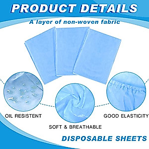Mixweer 30 Pcs Massage Table Sheets Non Woven Fitted Spa Bed Cover Protective Breathable Disposable Sheets for Beauty Salon Skincare, 39 x 87 Inches (Blue)