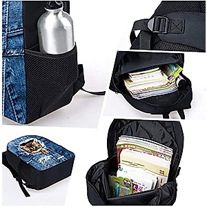 Baxinh Teen Boys Girls Backpack Set School Bag Bookbag with Lunch Box Pen Case 3 Pcs, Baseball Water Fire Lightning