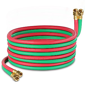 ABN Oxy Acetylene Torch Hose, 25 Foot x 1/4 Inch - B Fitting Twin Cutting Torch Hose for Welding