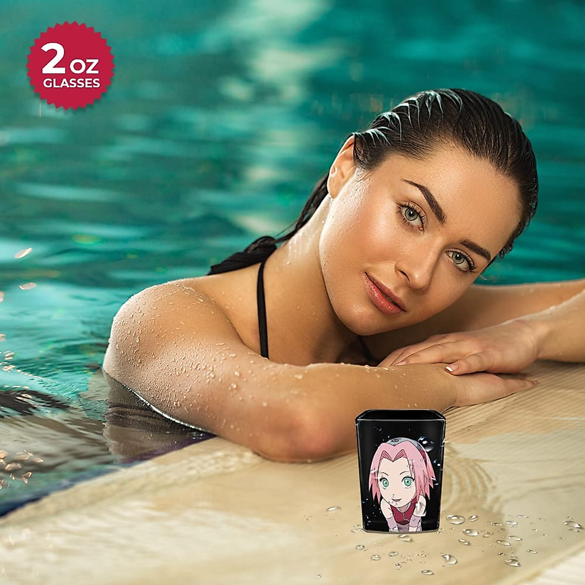 JUST FUNKY Naruto Shippuden Shot Glasses Set of 4 | Durable & Dishwasher Safe | 2 Oz Cubic Shot Glasses Featuring Naruto, Sasuke, Kakashi, Sakura | Officially Licensed