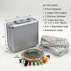 Mexican Train & Chicken Domino Set, Professional Set of 91, Double of 12