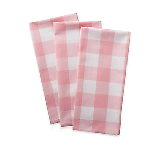 DII Buffalo Check Kitchen Collection, Classic Farmhouse Dishtowel Set, 20x30, Pink &White, 3 Piece