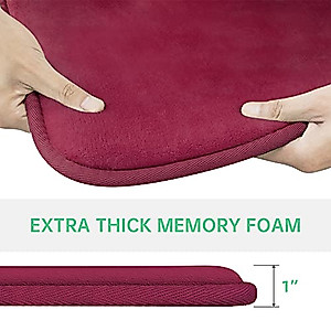 Small Memory Foam Bathroom Mats 17 "X 24" Non Slip 0.7" Extra Thick Super Absorbent Bath Rugs Carpet Super Cozy Quick Dry Machine Wash Red