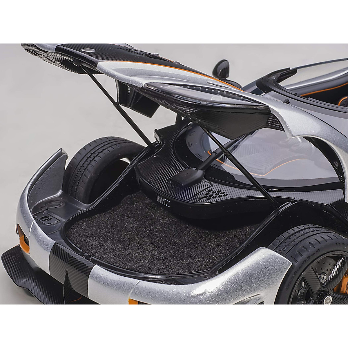 Auto Art Models Koenigsegg Agera RS Moon Silver with Carbon and Orange Accents 1/18 Model Car by Autoart 79024