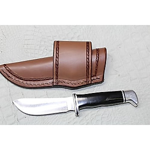 CARL THOMAS LEATHERS Crossdraw knife sheath. quality leather quality stitching. fix blade Nylon stitching. may defeat a 103. Knife holder.
