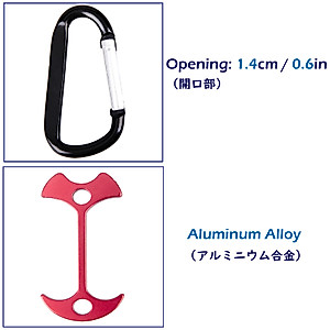 TRIWONDER Fish Bone Nails with Carabiner Clips, Deck Plank Road Camping Rope Buckle Tent Windproof Rope Fishbone Stakes Cord Hook Aluminum Anchor Buckle (Black Nails + Carabiners - 6Pcs)