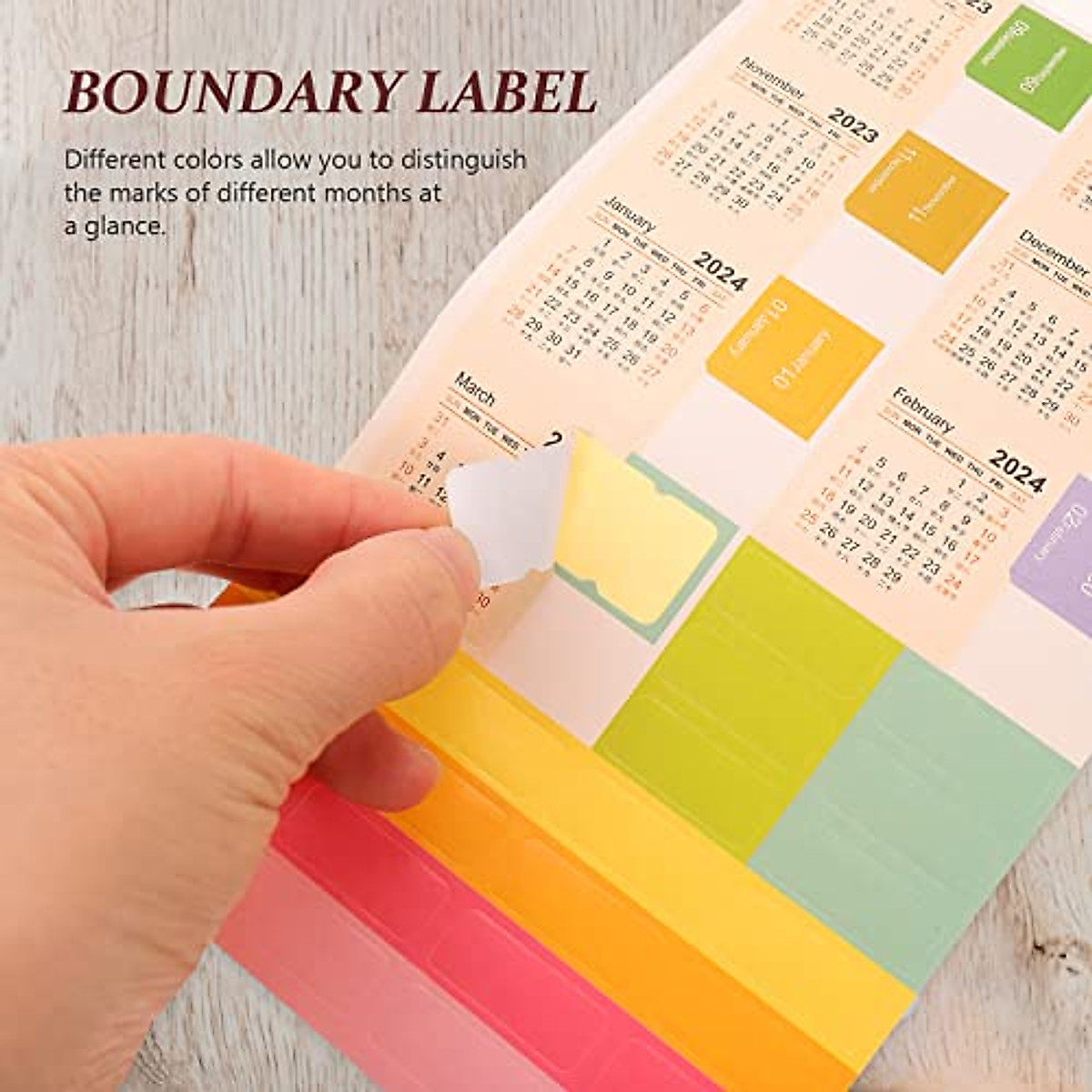 NUOBESTY 12 Sets Calendar Stickers 2023.01-2024.03 Monthly Calendar Tabs Reminder Stickers Flags Divider for Appointment Book Diary Scrapbook Planner