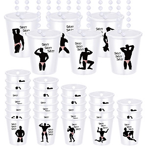 Janmercy 12 Pieces Beaded Shot Glass Necklaces Plastic Shot Necklace Cups Naughty Shot Glass Favors Bridal Party Decorations for Bridal Shower Wedding Party Supplies (Rose Gold)