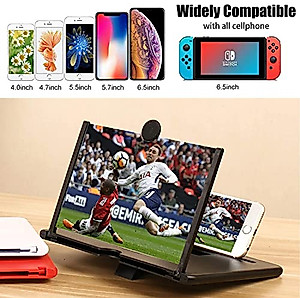 POTUINOM 18 Inch Phone Screen Magnifier 3D HD Enlarger Projector Foldable Phone Stand Holder with Screen Amplifier Compatible with All Smartphones