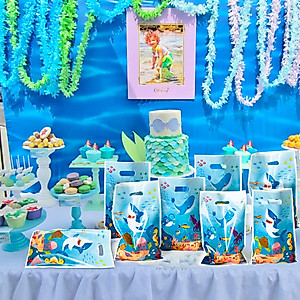 3sscha 50Pcs Animal in the Sea Party Favor Bag Marine Life Ocean Themed Plastic Waterproof Goodie Bag with Die Cut Handle Whale Shark Rectangular Gift Bags for Kids Birthday Baby Shower Decor Supplies