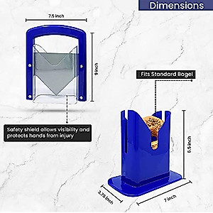 Slyce - Bagel Slicer, Bagel Cutter with Safety Shield and Safe Grip, Bagel Holder for Cutting Large and Small Bagels, Stainless Steel Blade (Blue)