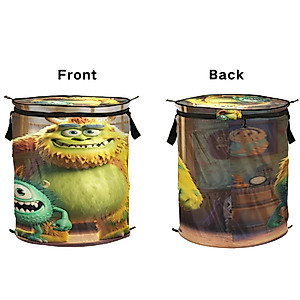 Monsters Laundry Basket Collapsible, Packable Laundry Bag, Laundry Basket for Kids Room