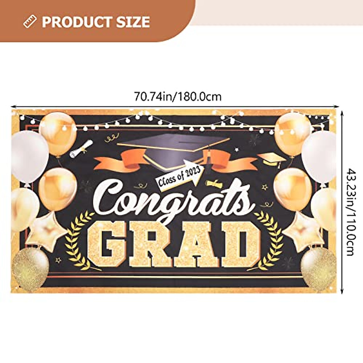 Didiseaon Graduation Backdrops for Photography 2023 Graduation Porch Sign Graduation Party Banner 2023 Graduation Backdrop Party Backdrop Curtain Gold Decor Prom Graduation Season Polyester
