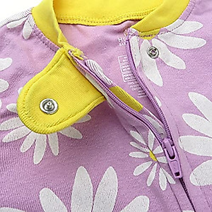 HonestBaby Baby 2-Pack Organic Cotton Snug-Fit Footed Pajamas, Jumbo Daisy Lavender, 12 Months