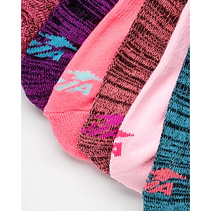 Avia Girls' Socks - 10 Pack Athletic Low Cut No Show Cushioned Liners, Size Medium, Turquoise Multi