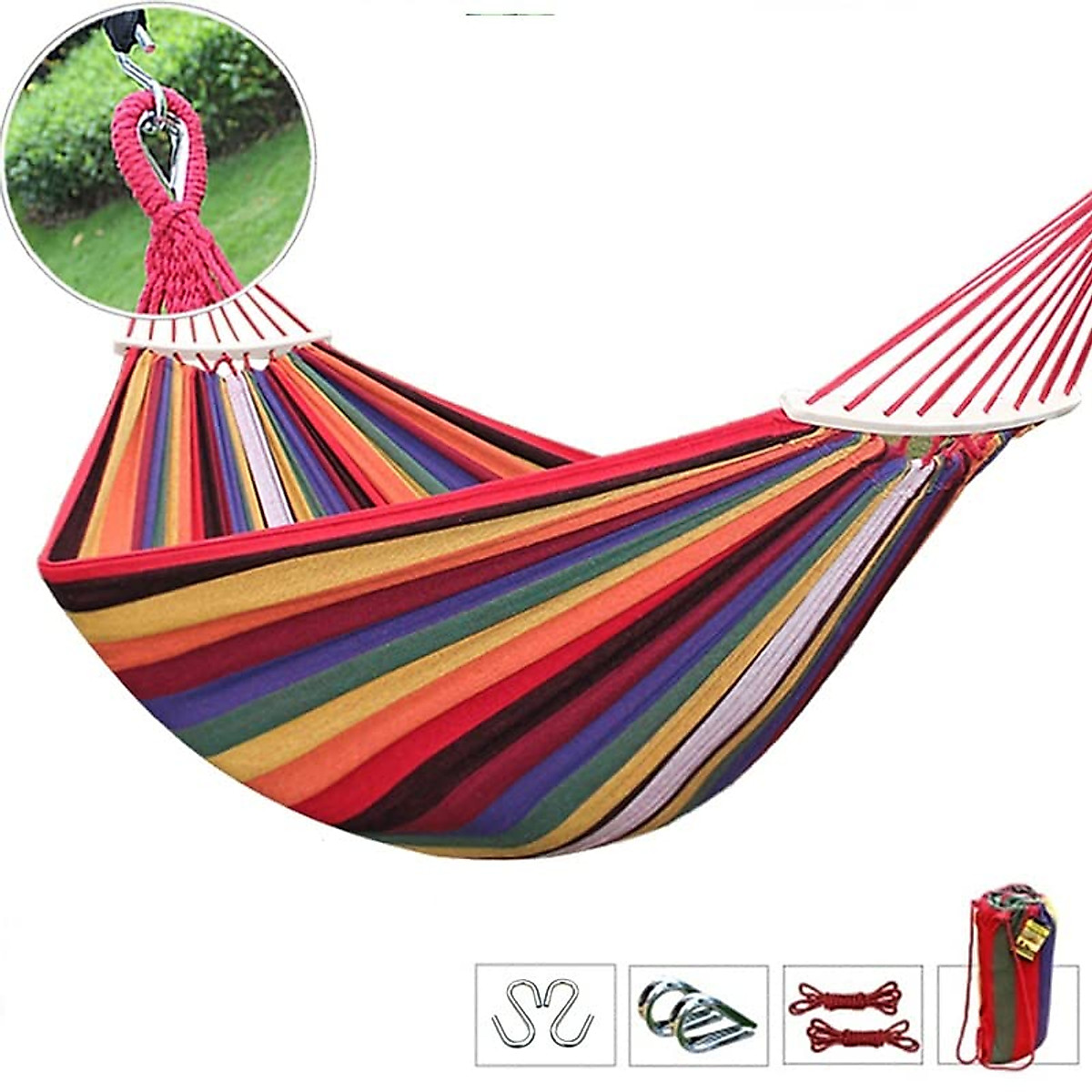 GUAGLL Outdoor Double Canvas Hammock Garden Hammock Chair Dorm Swing 2 Person 450 Pounds