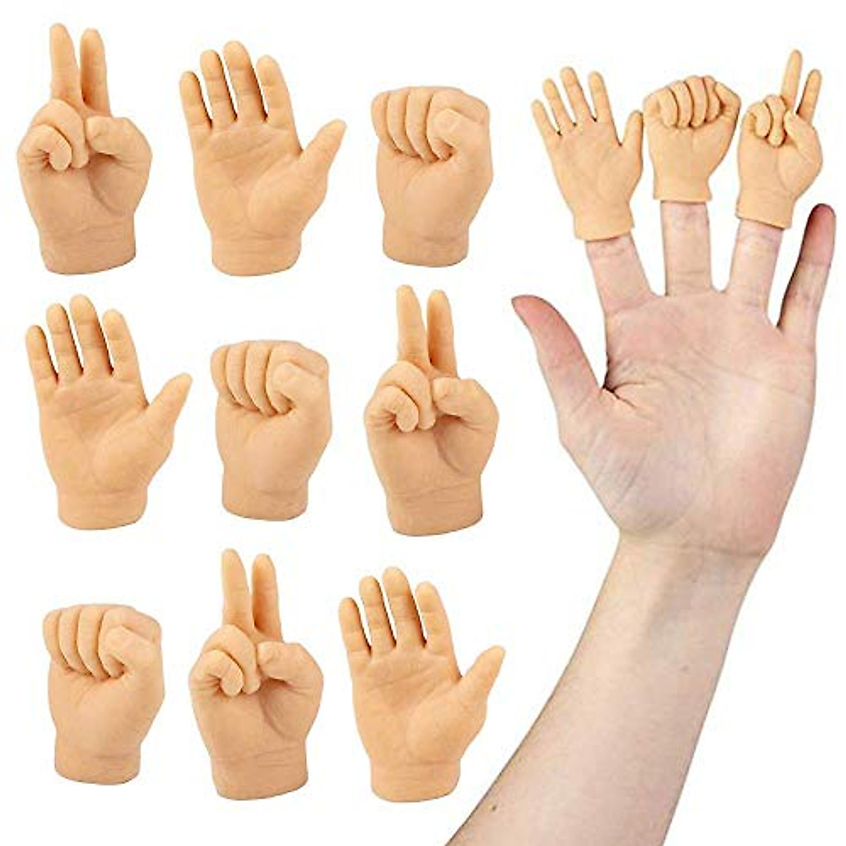 ArtCreativity Hand Finger Puppets, Set of 12, Soft Realistic Feeling Finger Puppets, Comfortable Silicone Rock Paper Scissors Game, Fun Prank Toys and Gag Gifts, Goodie Bag Fillers for Boys and Girls