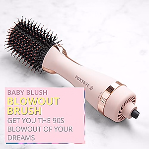Foxybae Baby Blush Blowout Dryer Brush Mini 60mm - Pro Volumizer Hot Air One-Step Hair Dryer Brush - Hair Dryer Brush Blow Dryer Brush in One - 2 Heat Settings & Cool Shot - Hair Styling Hot Tools
