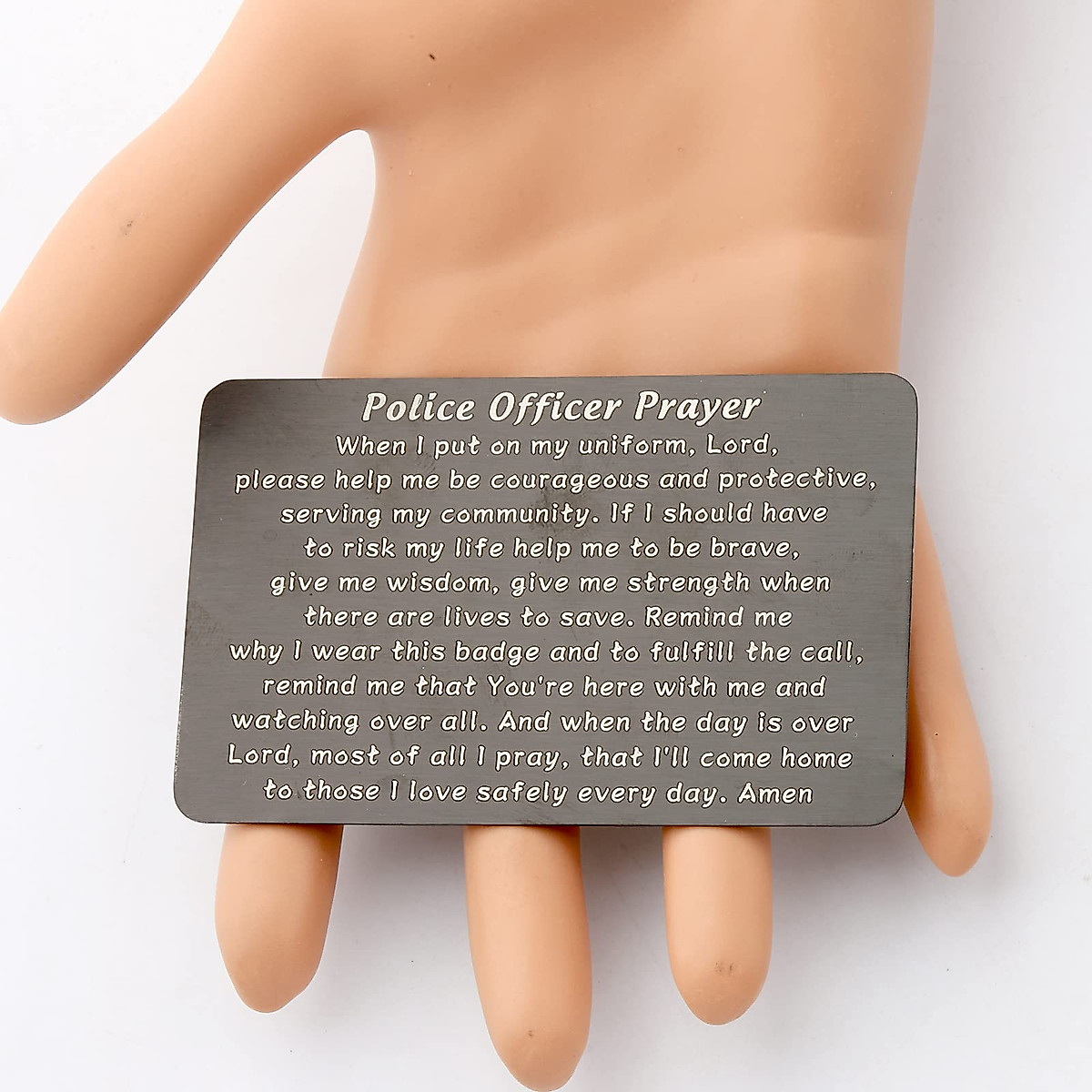 bobauna Police Officer Prayer Engraved Wallet Card Inster Thin Blue Line Cop Jewelry Police Academy Graduation Gift (police officer prayer uniform black)