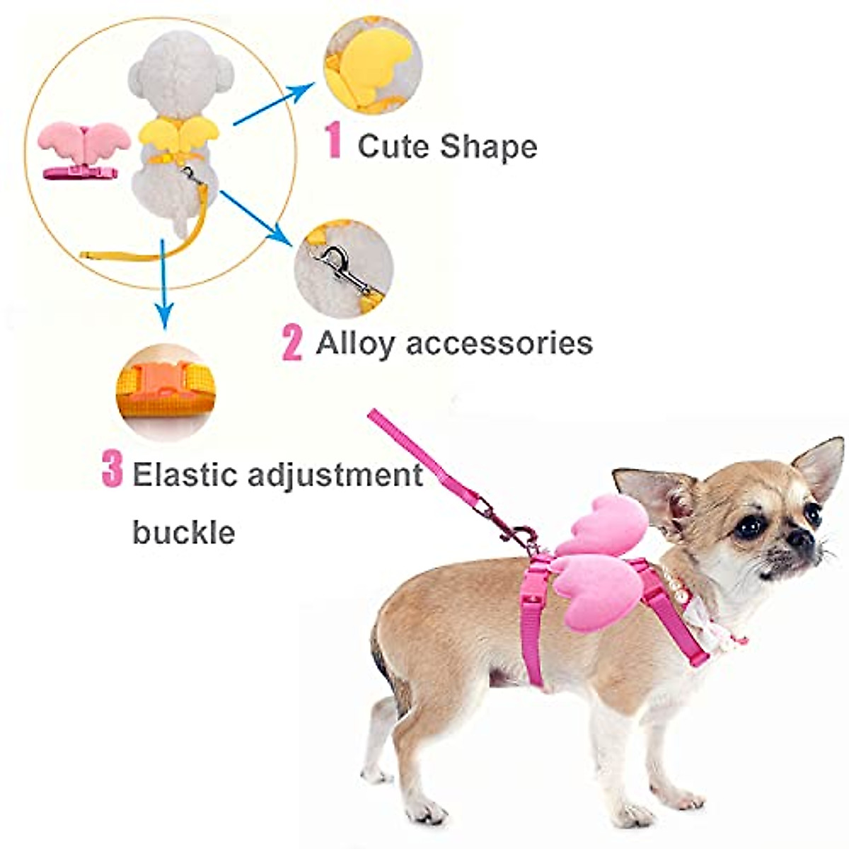ROZJOVU Rabbit Harness and Leash, Adjustable Bunny Harness, Cute Bunny Collar Leash for Jogging Pet Bunny Supplies Accessories Harness and Leash Set for Adult Guinea Pig,Ferret,Small Pet Animals