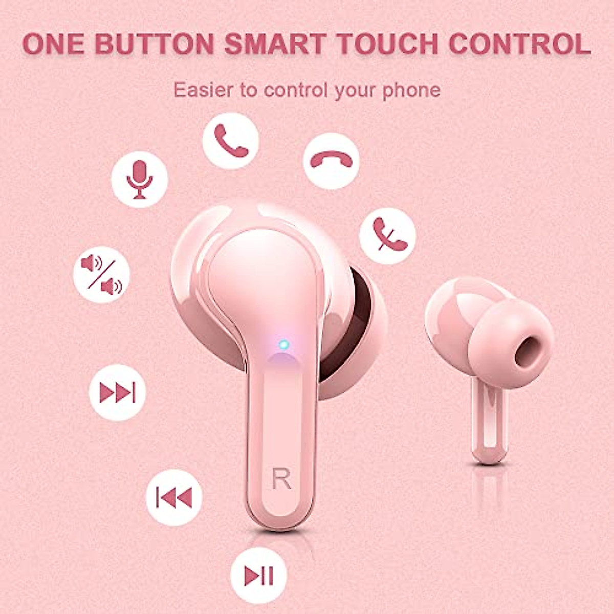 Wireless Earbud, Bluetooth 5.1 Earphones Hi-Fi Stereo Wireless Headphones 32H True Wireless Ear Buds Bluetooth Earbuds Sport IP7 Waterproof Headset In-Ear Headphones with Mic and Type C for Travel Gym