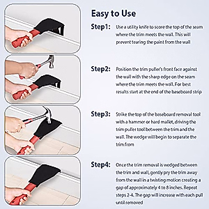 Trim Puller Tool for Baseboard, Wood Trim Removal tool, Flooring Tools and Tile Removal Tool with Noise Reduction Cover, Tile Tools for Commercial Work, Baseboard, Molding, Siding and Flooring Removal