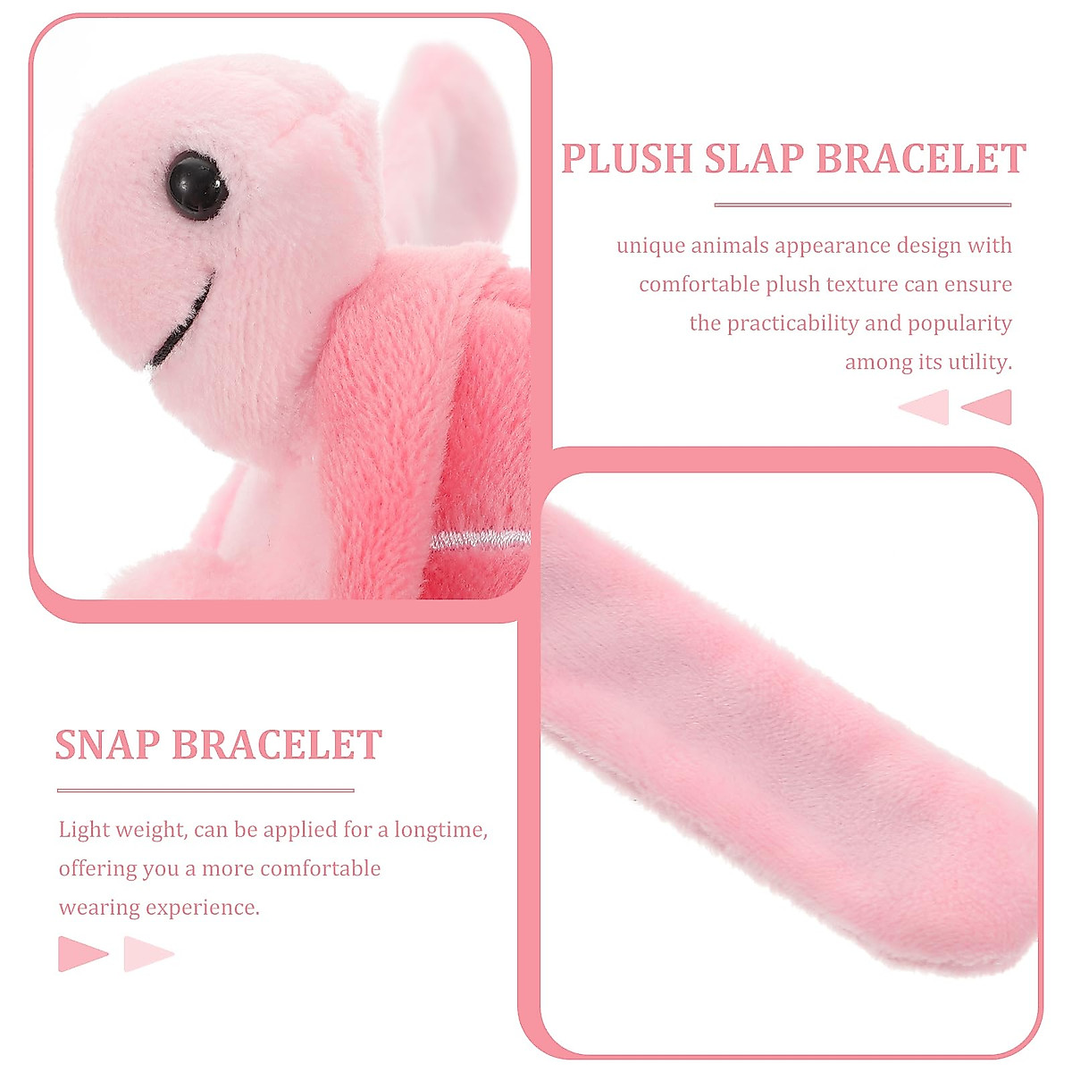 Abaodam Turtle Slap Bracelet Plush Animal Slap Band Toy Hugger Slap Bracelet Cute Wristband for Kids Birthday Party Favors Pink, 10X7.5CM, WJ60386LPW37K722T