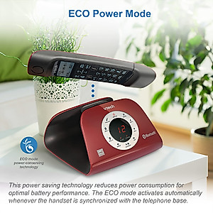 VTECH VS122-16 Retro-Design DECT 6.0 Cordless Phone: Bluetooth Connect to Cell, Call Blocker, Answering System, Full-Duplex Speakerphone, Up to 1000 Phonebook Contacts & 1000 Call Block Entries