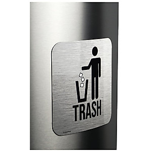 Recycle and Trash Magnets for Kitchen Trash Cans and Recycling Bins, Indoor Trash and Recycle Magnet Combo for Garbage Can Logo Symbol, 2 Magnetic Sticker Adhesives, 5.5 Inch Square, Outdoor Waste Bin