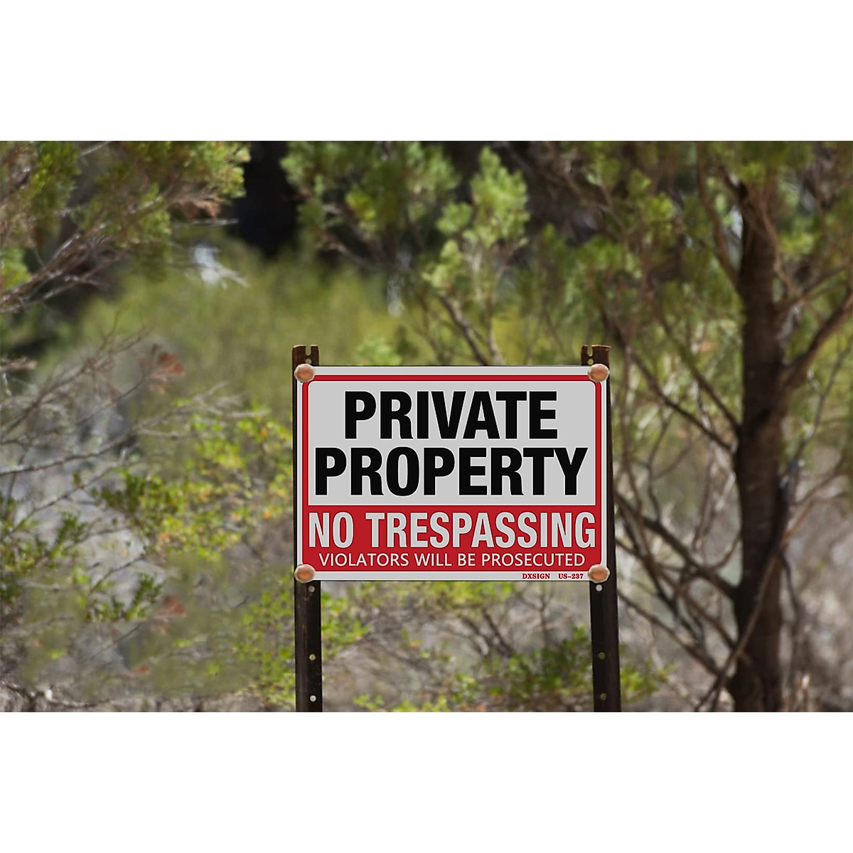 4 Pack Private Property No Trespassing Sign Metal 10"x14" Rust Free Aluminum,Indoor & Outdoor Use for Fence and Yard