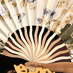 FKJLUN Handmade Folding Fan Pattern Chinese Style Hand Held Fans Silk Bamboo Folding Fans Handheld Wedding Hand Fan Handheld Fan (Color : I)
