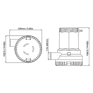 Bilge Pump 2000 GPH, Non Vibration Silent Free Operation Bilge Pump Micro for Marine Sewage (24V)