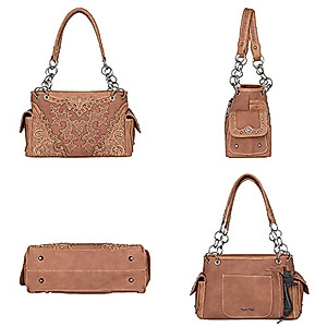 Montana West Whipstitch Collection Concealed Carry Tote Bag Western Shoulder Purse for Women MW1110G-8085BR+W