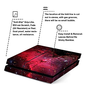 eSeeking Whole Body Vinyl Skin Sticker Decal Cover for PS4 Console and 2PCS Controllers Skins Wine red Nebula