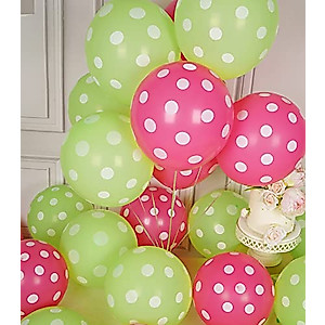 63PCS Hot Pink Polka Dot Balloons 12 Inch Latex Helium Round Party Balloons Kit for Birthday Party Decorations