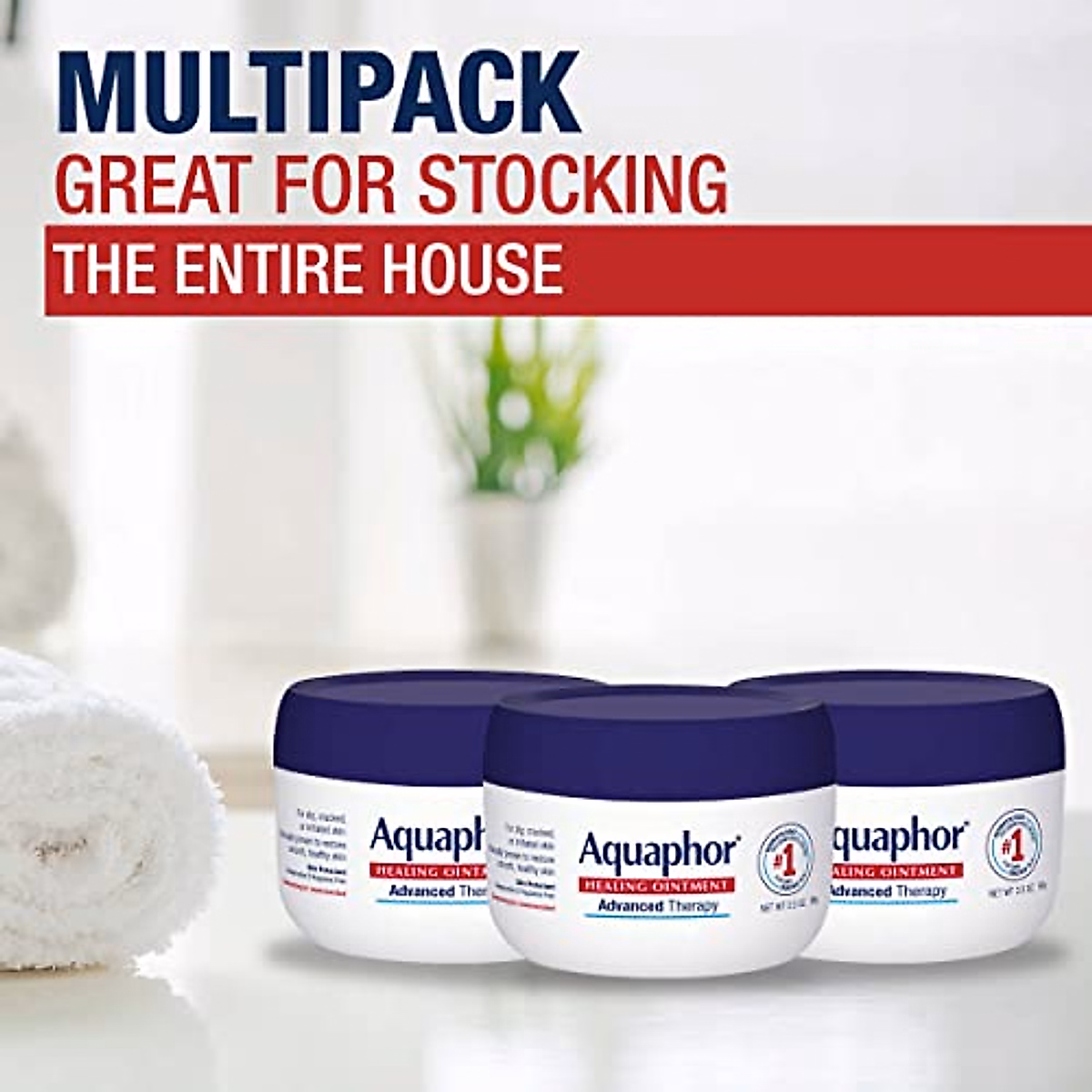 Aquaphor Healing Ointment Advanced Therapy Skin Protectant, Body Moisturizer for Dry Skin, Minor Cuts and Burns, Dry Cuticles, Cracked Heels, Hands and Lips, 3.5 Oz Jar