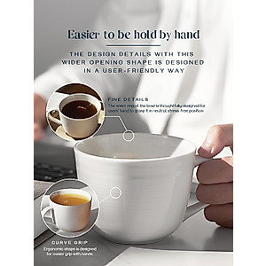 DOWAN Coffee Mug, 17 Oz Soup Mugs with Handle, Wide Large Coffee Mugs for Latte, Cappuccino, Tea, White Coffee Mugs Dishwasher & Microwave Safe, Set of 2, Wedding Gift