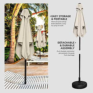 Trenovo 4.9 ft Patio Umbrella - Outdoor Table Umbrella with 4 Reinforced Ribs, UV Protection & Waterproof Market Umbrella for Garden, Lawn, Deck, Backyard, Pool (Tan)