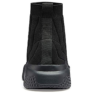 Santiro Mens Sport Shoes Slip On Tennis Workout Shoes Lightweight Breathable High Top Gym Running Walking Sock Sneakers for Men All Black 10 US