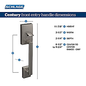 Schlage FE285 CEN 716 LAT CEN Century Front Entry Handleset with Latitude Lever, Lower Half Grip, Aged Bronze