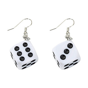 2 Pairs Dice Earring Contracted Sieve Disco Dancing Earrings Funny Cube Dice Casino Drop Earrings